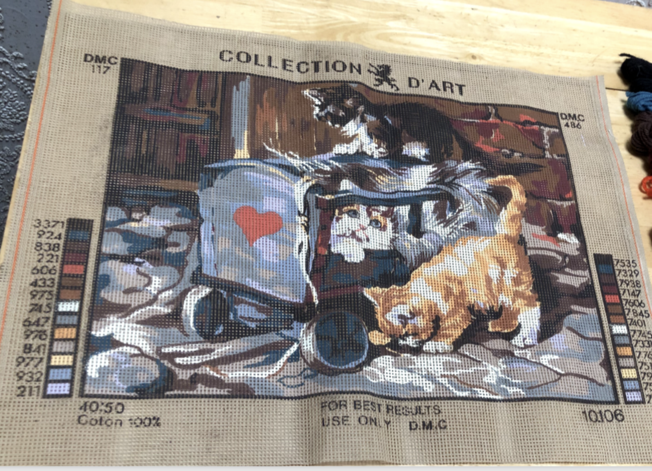 Rare Vintage Collection d'art Tapestry Kit- Kittens (40cm x 50cm ...